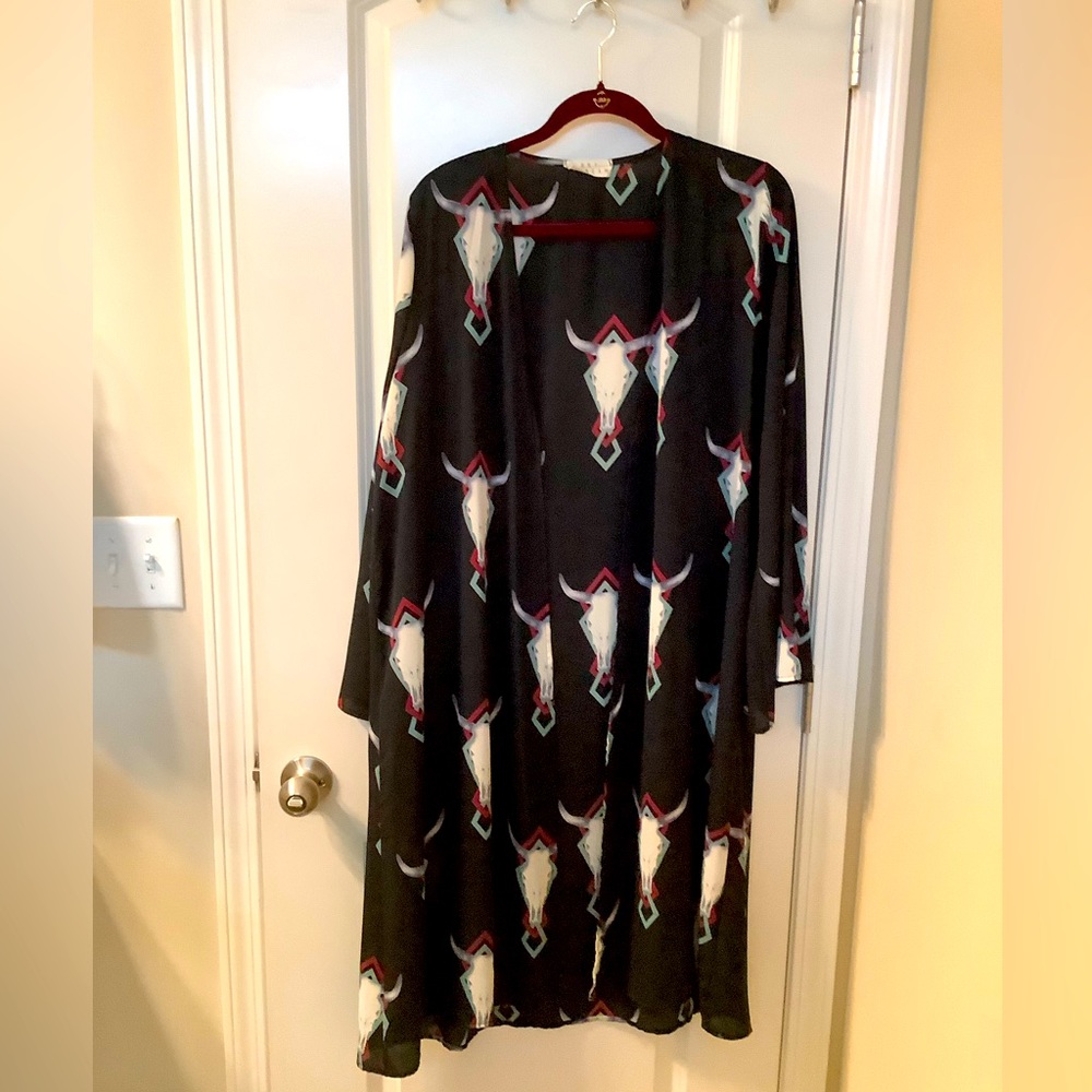 Berry & Cream Old West Duster With Cow Skulls, Purcha… - Gem